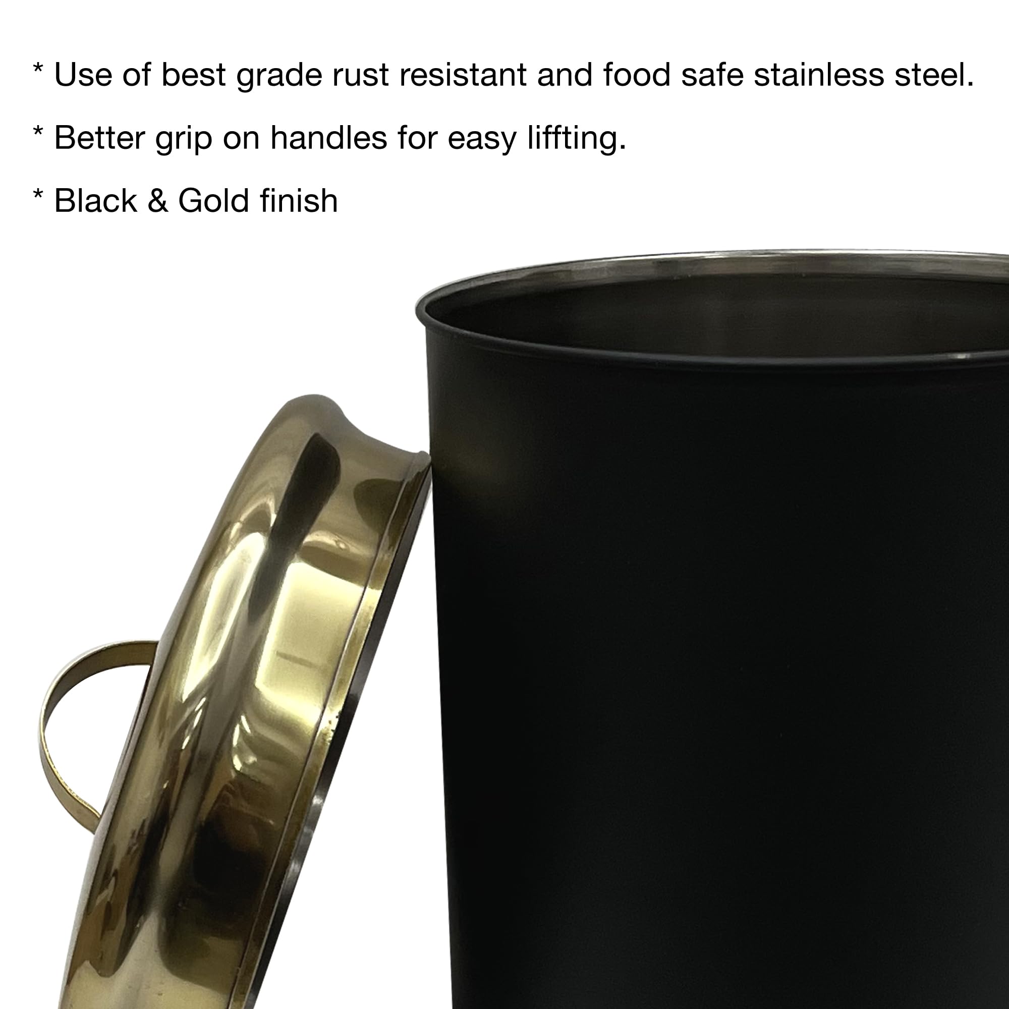 nu steel Set Of 4 Food storage Container Kitchen Canister Matt black with gold finish lid.