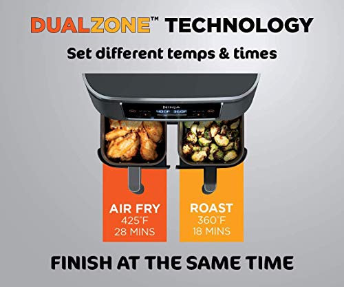 Ninja DZ100 Foodi 4-in-1, 8-qt, 2-Basket Air Fryer with DualZone Technology, Renewed, DZ201, Ninja DZ201-- 8-Quart