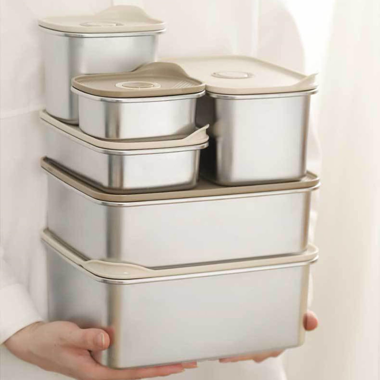 Tacarlha Stainless Steel Food Storage Containers with Airtight Lids Set, Leakproof Meal Prep Containers, Airtight Kimchi Containers Reusable, Stackable/Oven/Dishwsher/Freezer Safe 600ML