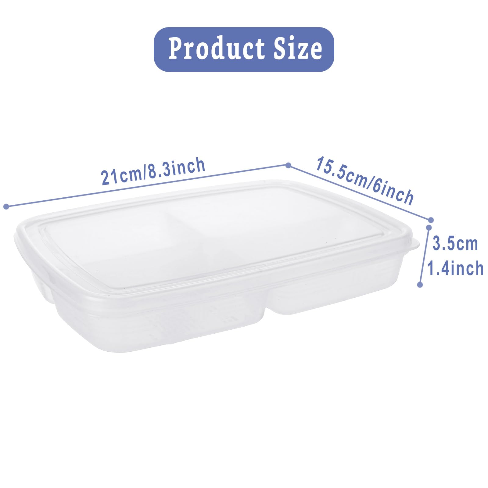RHBLME 8 Pack Divided Food Storage Containers, Reusable 4 Compartment Food Container Food Storage Containers with lids, Multi Compartment Food Container for Storing Vegetables Meat Fish Fruits