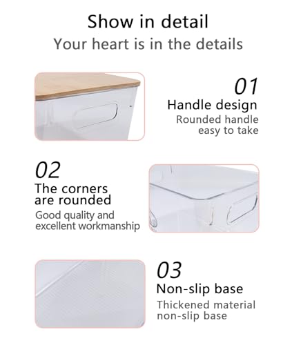 Xbopetda Onion Storage, Onion Keeper with Bamboo Lid, Transparent Acrylic Onion Storage Bin, Pantry Storage and Organization, Potato Onion Garlic Organizer Container for Kitchen Countertop - Clear