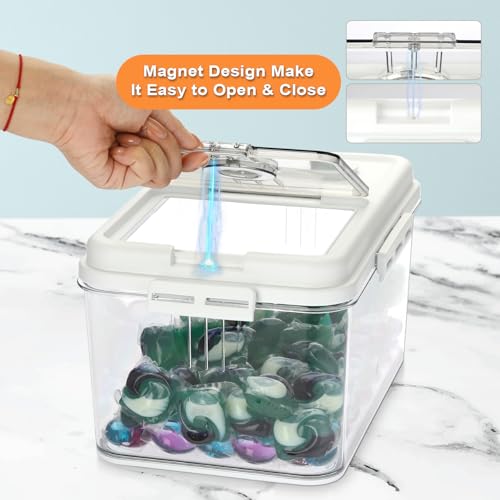 Sumnacon Food Storage Containers Sealed Food Storage Bins with Timer Lid for Kitchen or Pantry to Store Snacks,Rice,Pet Food,Flour Storage Container Plastic Stackable Laundry Pod Container(Large)