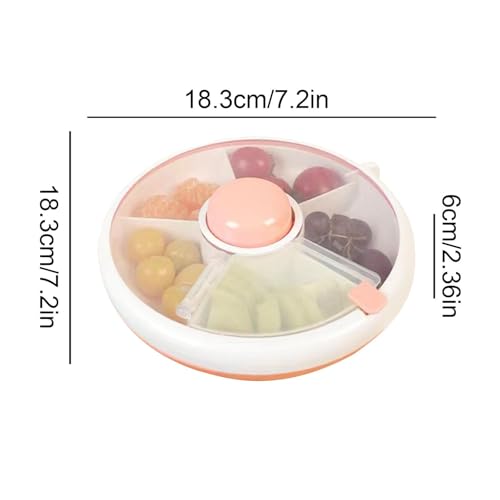 Cute Rotating Snack Box with Lid - White, Diameter: 7.09 inches, Height: 1.77 inches