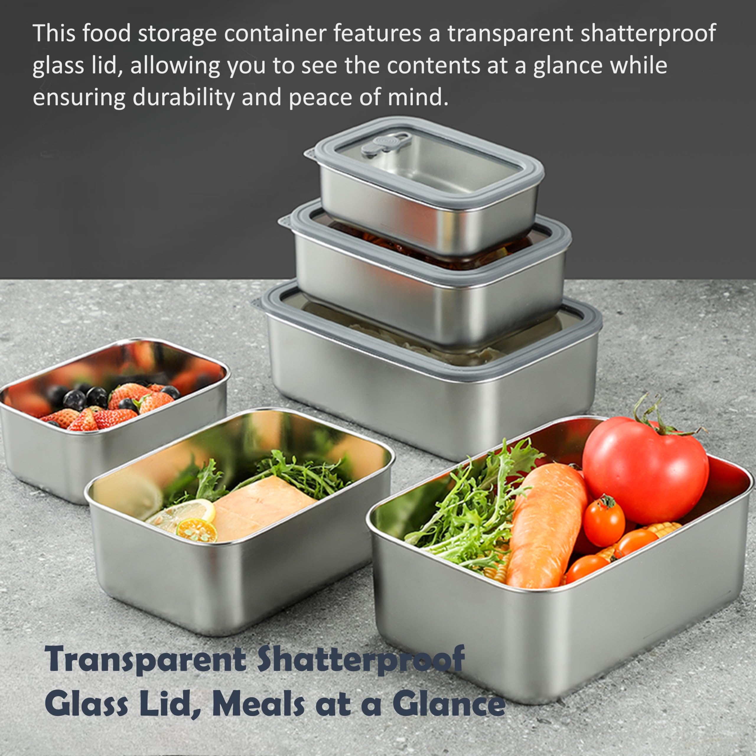 EleganceEssentials Stainless steel food storage containers leak proof & airtight lids for Kitchen,stainless steel bowl,meal prep lunch box,freezer and microwave safe (Blue)