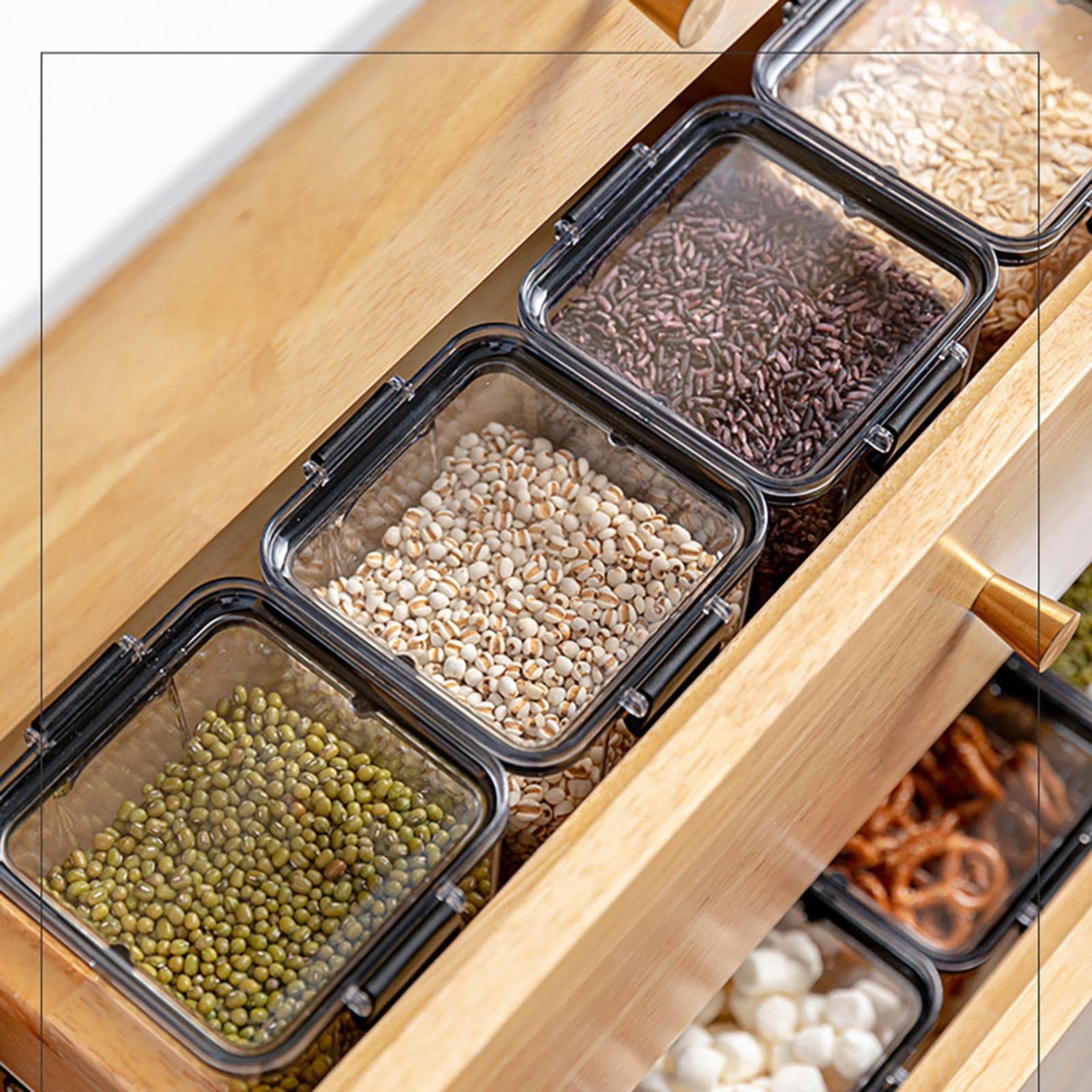 Generic Airtight Food Storage Container with Lid Plastic Kitchen Pantry Organizers and Storage Container for Cereal Flour Sugar Dry Food (small), clear
