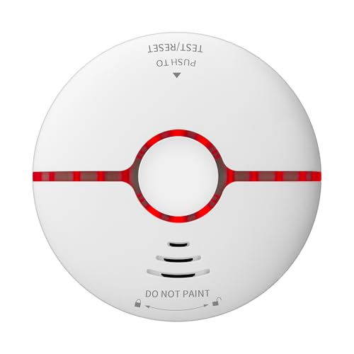 Smoke Detector, Fire Alarms with Battery Operated, Photoelectric Sensor Smoke Alarms with Light Sound Warning, Test Button, Fire Safety for Home Hotel