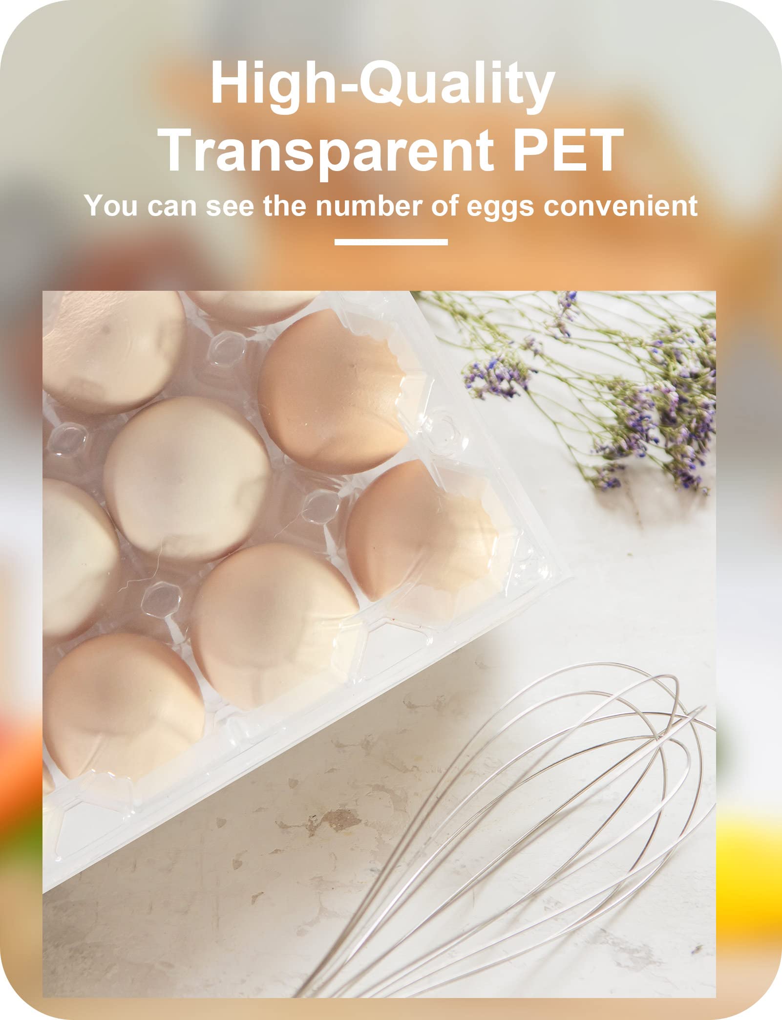 Pintuson 50 Pack Egg Cartons Cheap Bulk 12 Count - Holds 1 Dozen Clear Blank Egg Cartons for Chicken Eggs - Clear Empty Chicken Egg Carton for Fresh Medium Eggs