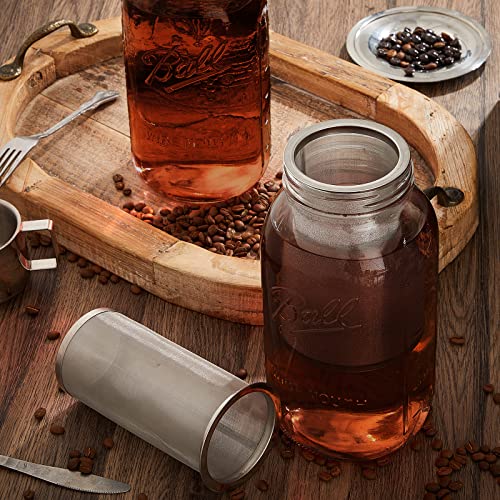 2 Pcs Cold Brew Coffee Filter 2 Quart Coffee Tea Infuser Stainless Steel Mesh Filter Mason Canning Jar Coffee Filter Reusable Mesh Coffee Filter for Wide Mouth Mason Canning Jar and Iced Tea Maker