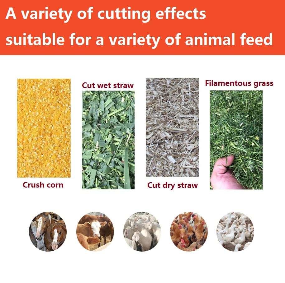 txmachine Hay Cutter Dry-Wet Hay Straw Cutter Forage Crop Crusher 2.2KW Cattle Sheep Feed Processing Machine for Corn Straw,Yellow Bamboo Straw with Motor 4 Blades (red, 220V/50HZ)