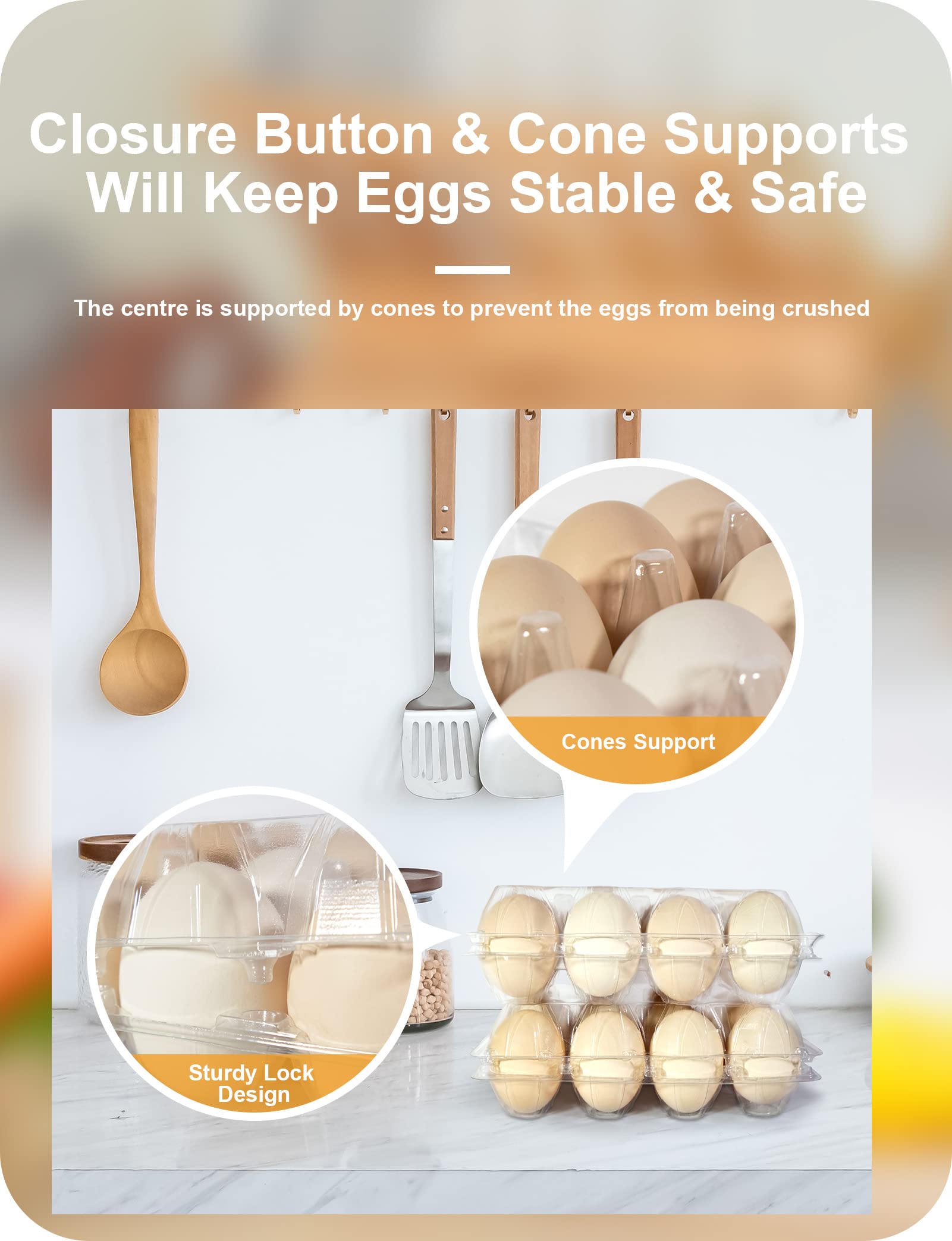Pintuson 50 Pack Egg Cartons Cheap Bulk 12 Count - Holds 1 Dozen Clear Blank Egg Cartons for Chicken Eggs - Clear Empty Chicken Egg Carton for Fresh Medium Eggs