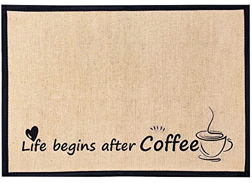 Silanto Coffee Bar Mat, Coffee Station Decor Fabric Coffee Mat for Coffee Bar Home Decor Daily Use 20x14inch… (Life begins after coffee)