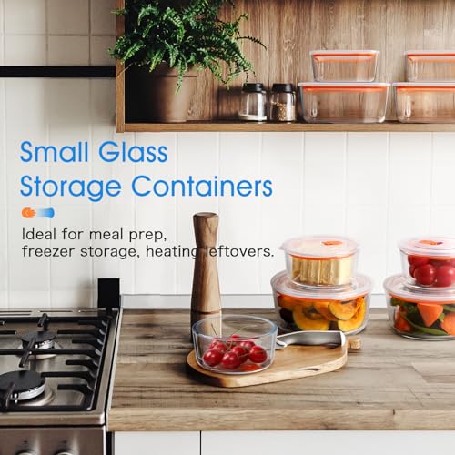 NUTRIUPS Round Glass Storage Containers with Lids Set of 2 Glass Meal Prep Containers 30oz Glass Lunch Containers with Lids, BXH001