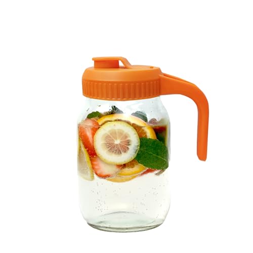 yagyu 2-piece set of wide mouth Mason jar with handle, reusable leak proof seal, protein powder plastic cap, Mason jar 86mm cold extraction cap (bottle not included) (Black Blue Orange)