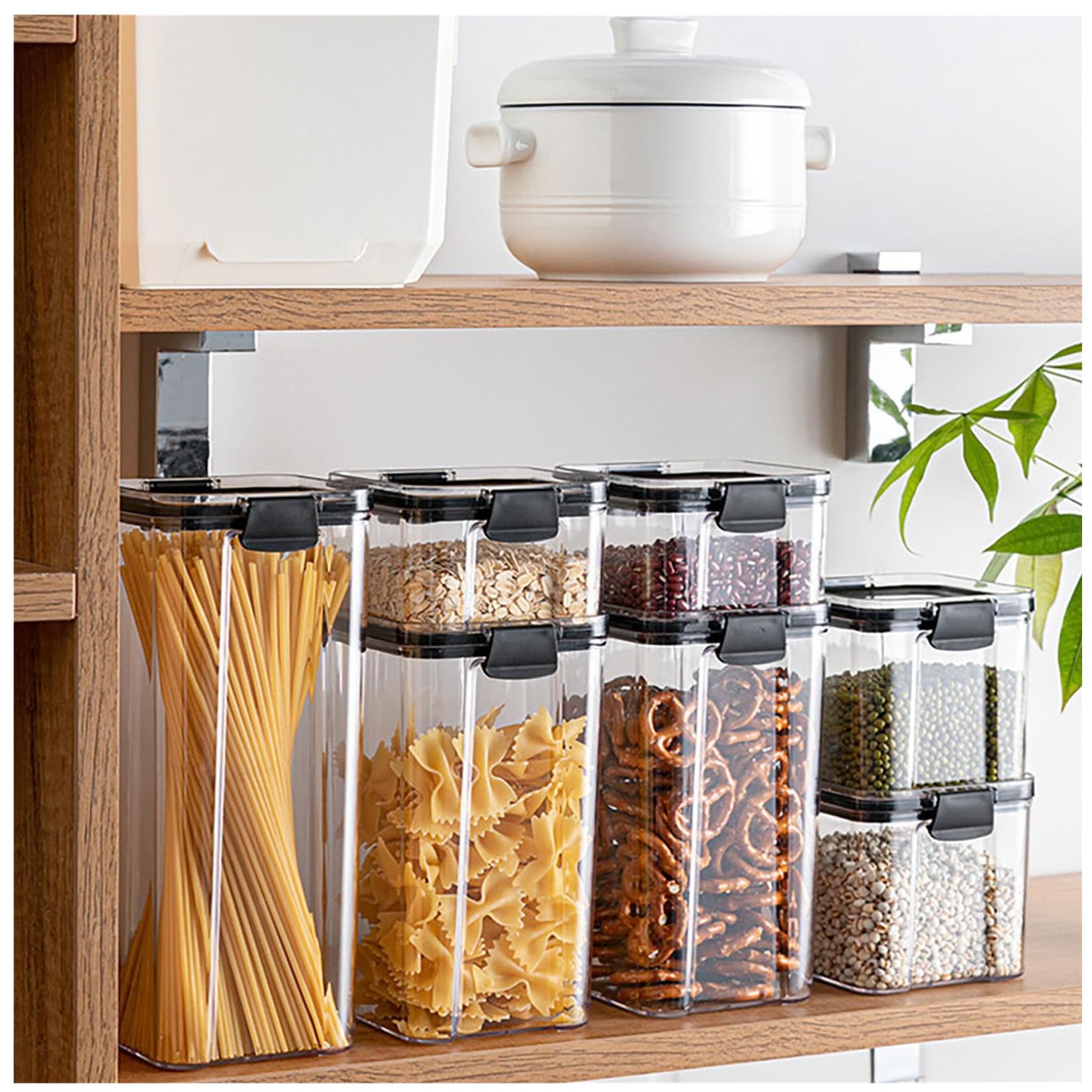 Generic Airtight Food Storage Container with Lid Plastic Kitchen Pantry Organizers and Storage Container for Cereal Flour Sugar Dry Food (small), clear