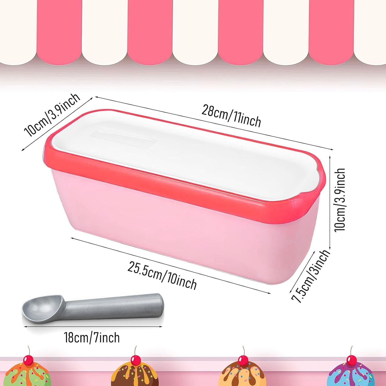 KisSealed 4 Pack Ice Cream Containers,Reusable Homemade Ice Cream Tubs,1.5 Qt Storage Freezer Ice Cream Container with Lids and Spoon for Yogurt, Sorbet, ect.