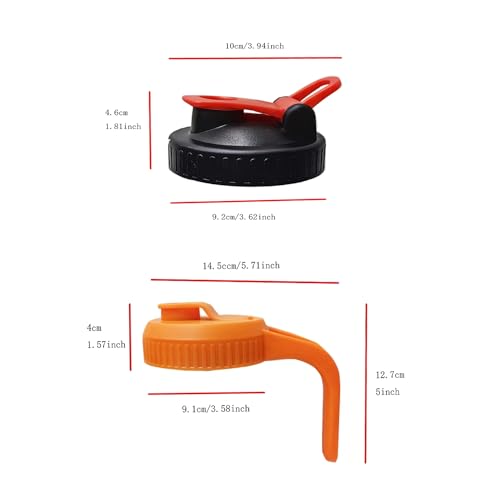 yagyu 2-piece set of wide mouth Mason jar with handle, reusable leak proof seal, protein powder plastic cap, Mason jar 86mm cold extraction cap (bottle not included) (Black Blue Orange)
