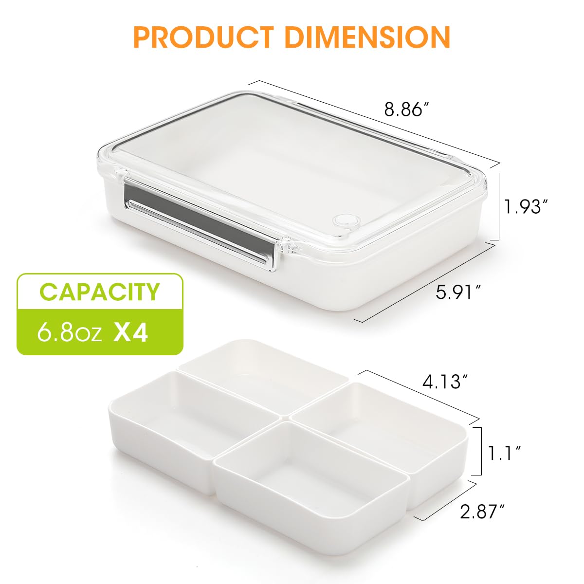 AIEVE Snack Containers, 4 Compartments Reusable Snack Box Container with Lids for Candy Fruits Nuts Snacks Platters