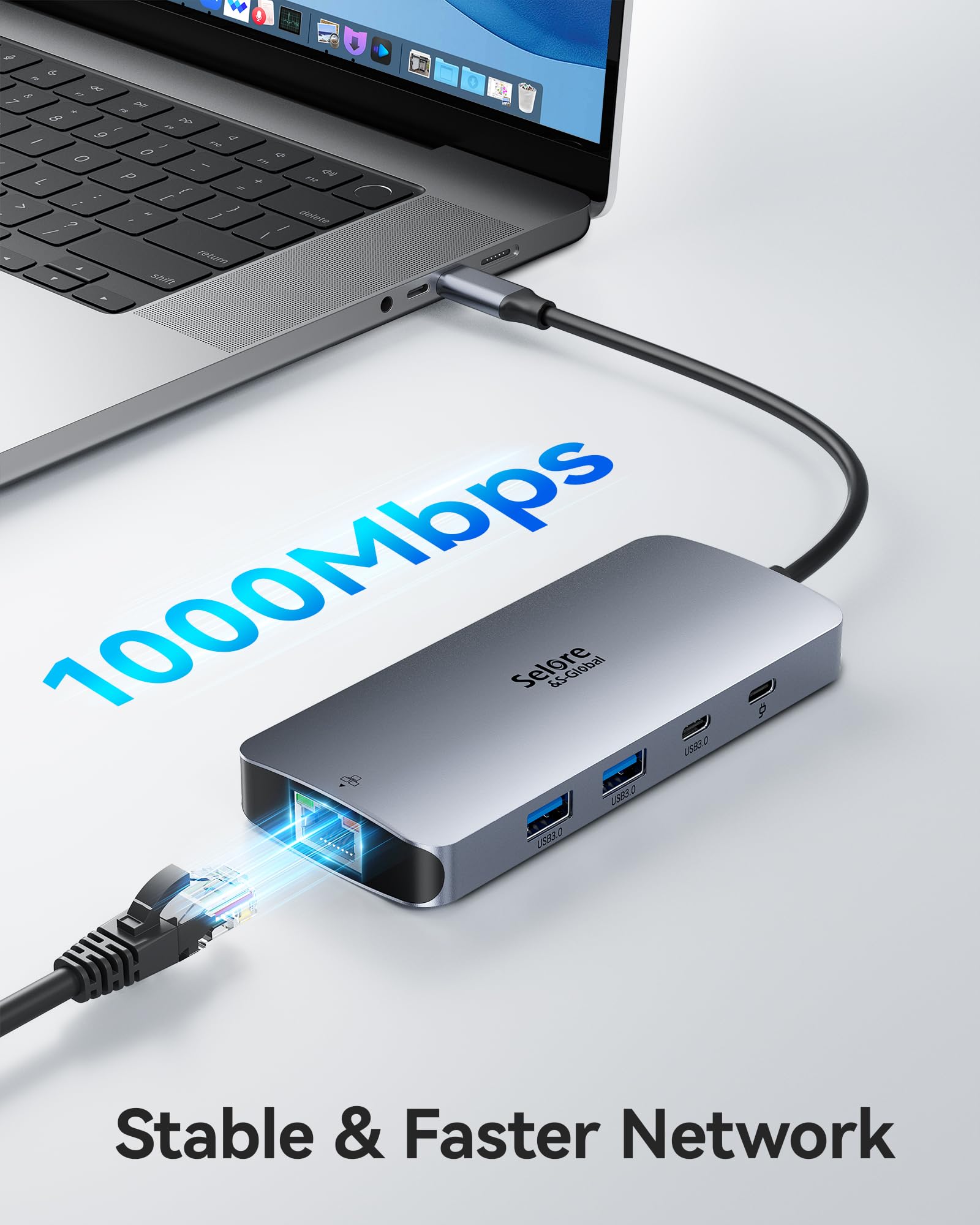 USB C Docking Station Dual Monitor, Selore Docking Station 3 Monitors Triple 4K Display with 2 HDMI, DisplayPort, 1 Gbps Ethernet, 100W PD Charging, USB 3.0 Ports Adapter for Dell, HP, Lenovo,etc