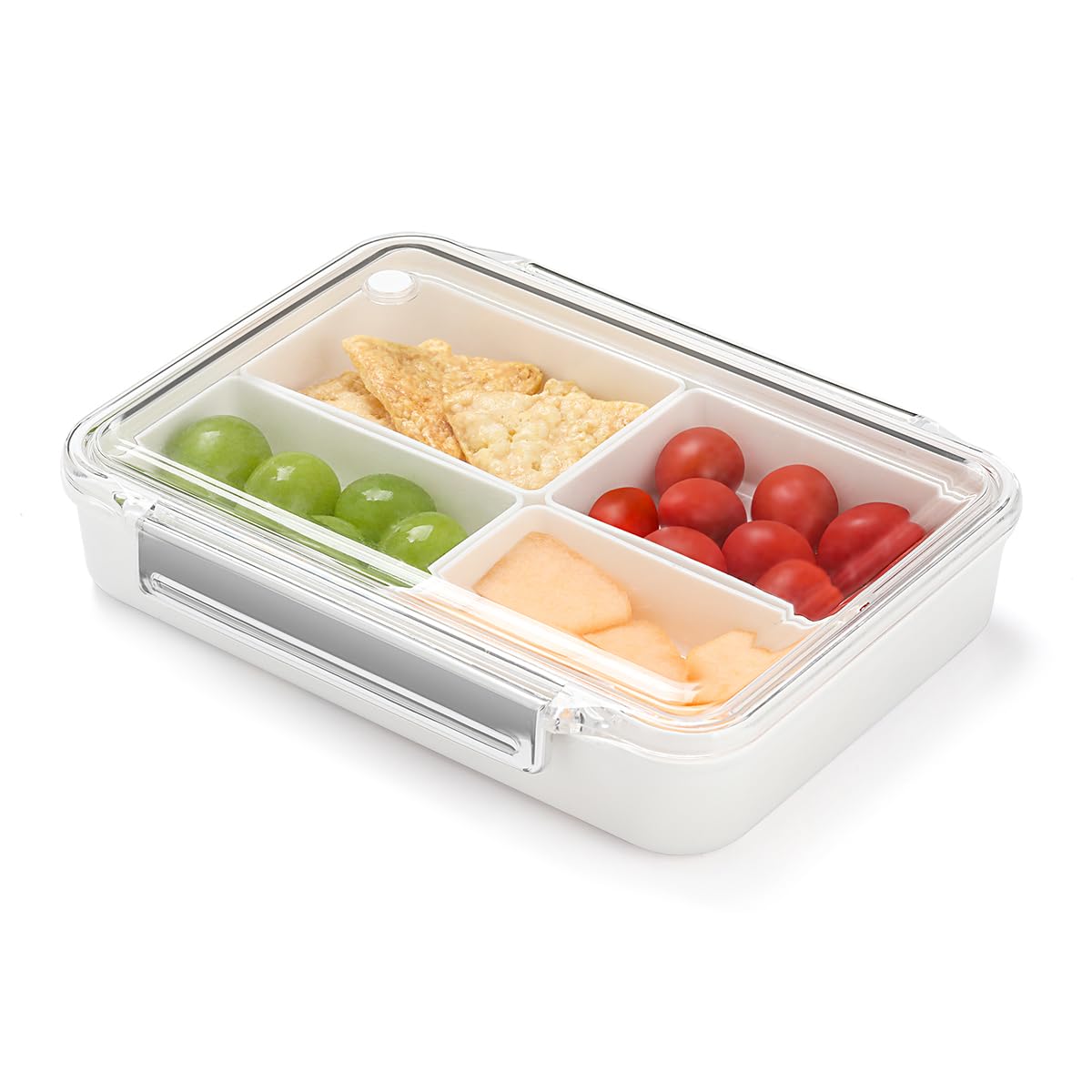 AIEVE Snack Containers, 4 Compartments Reusable Snack Box Container with Lids for Candy Fruits Nuts Snacks Platters