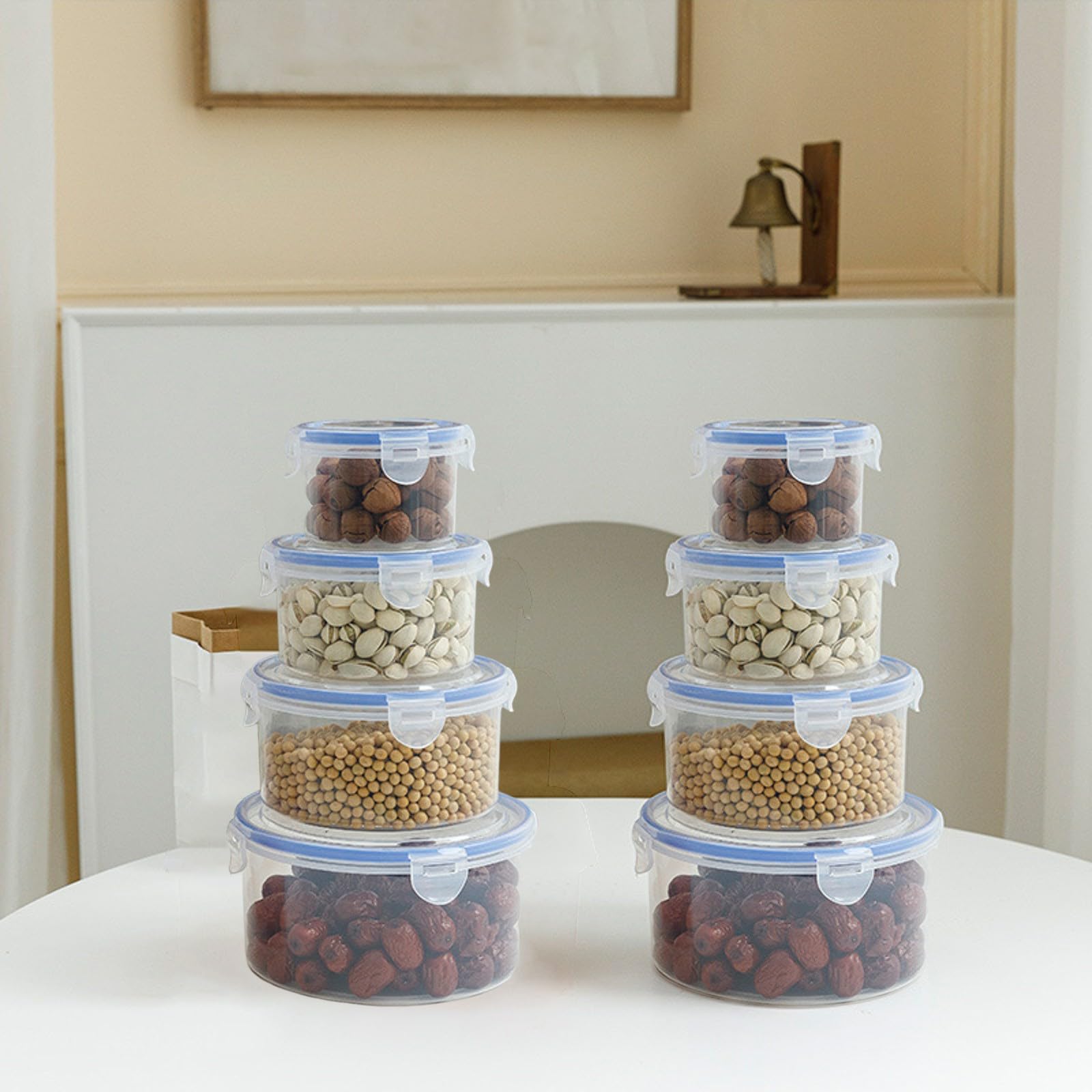 Generic Set Of 4 Food Storage Plastic Containers Set with Locking Lids, Leak Proof, Airtight, Nested, Dishwasher Variety Of Sizes, White
