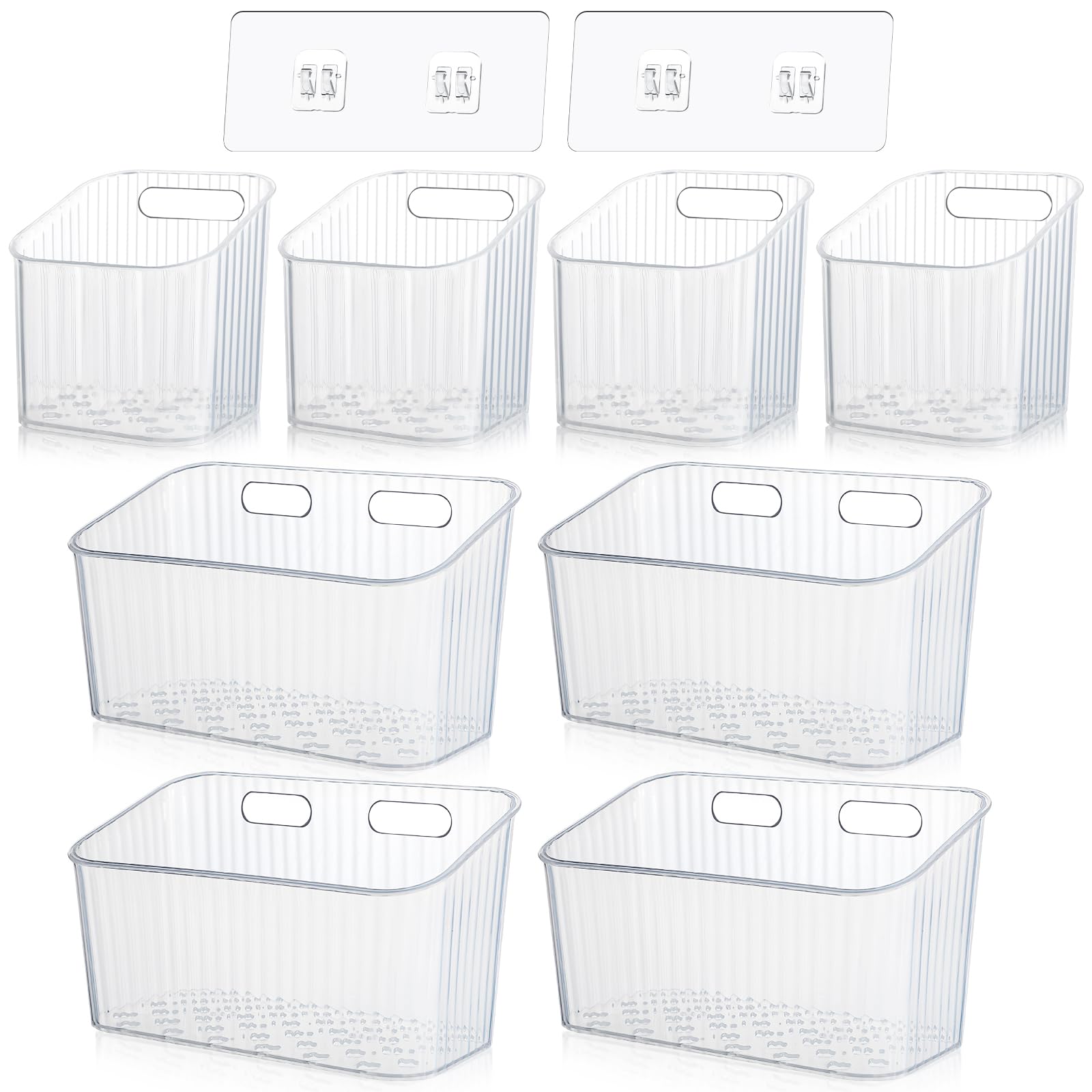 SiliFine 8 Pcs Storage Organizer Bins Wall Mounted Organizer Basket Clear Stackable Hanging Baskets Plastic Cabinet Door Organizer for Organizing for Wall Refrigerator Kitchen Bathroom Pantry