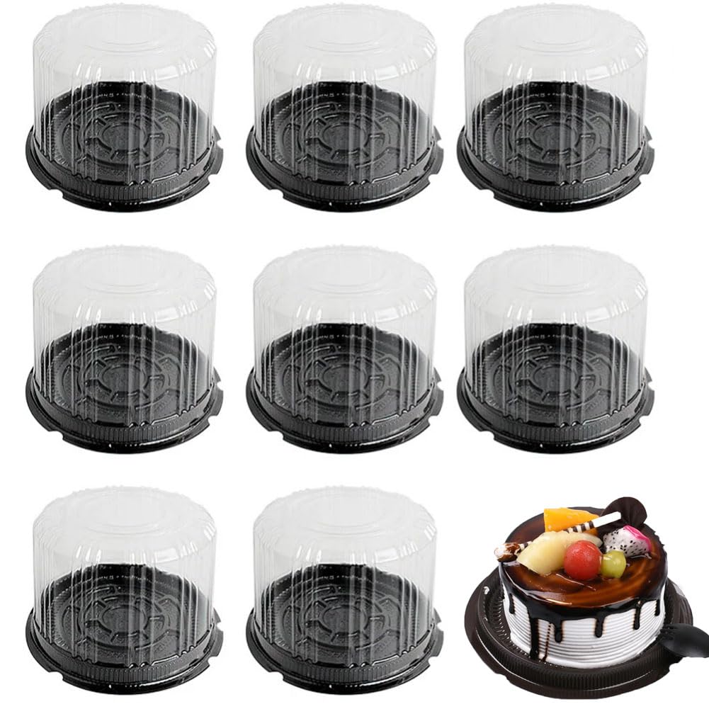 10 Pack 6-Inch Reusable Transparent Round Plastic Cake Boxes – Ideal for Cookies, Cheesecake, Bakery Packaging, and Mousse