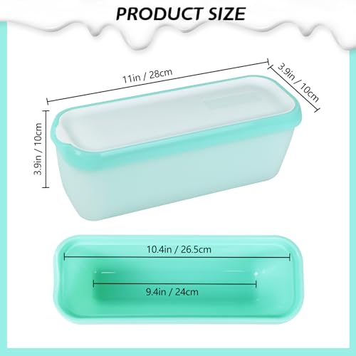 Artcome Set of 2 Ice Cream Tub Containers 1.5 Quart Ea. - Freezer Storage Tubs with Writable Labels - Double Insulation Design - Ideal for Sorbet, Ice Cream, Frozen Jelly & Frozen Yogurt - Mint Green