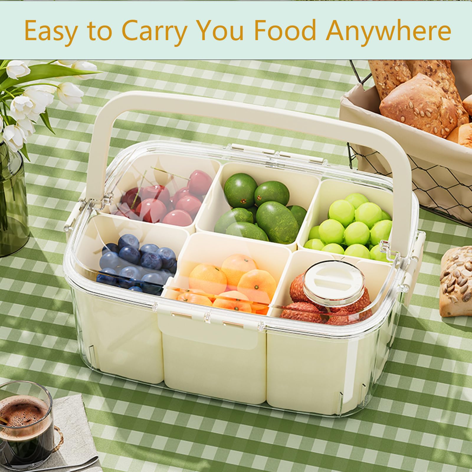 Artendjoon Kitchen Organizers and Storage, Food Storage Containers with Lids, Meal Prep Containers Reusable, Organization and Storage, Snack Box, Fridge Organizer, Snackle Box Container, Serving Tray