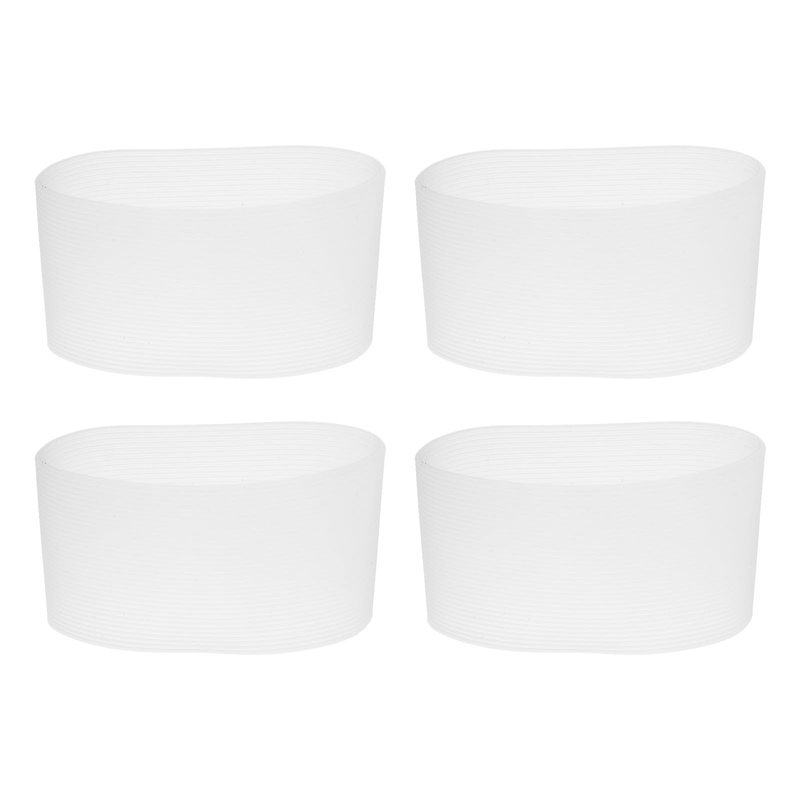 uxcell 4Pcs Coffee Cup Sleeve, Silicone Cup Sleeve Non-slip Glass Water Bottle Mug Sleeves Clear