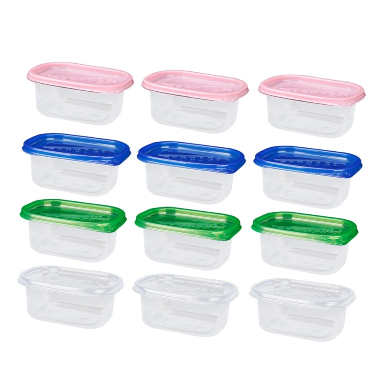 BUTIFULSIC 12 Pcs Disposable Rectangular Plastic Lunch Boxes with Lids Sealed Food Containers for Meal Prep Fruits and Cakes Multi Color Green