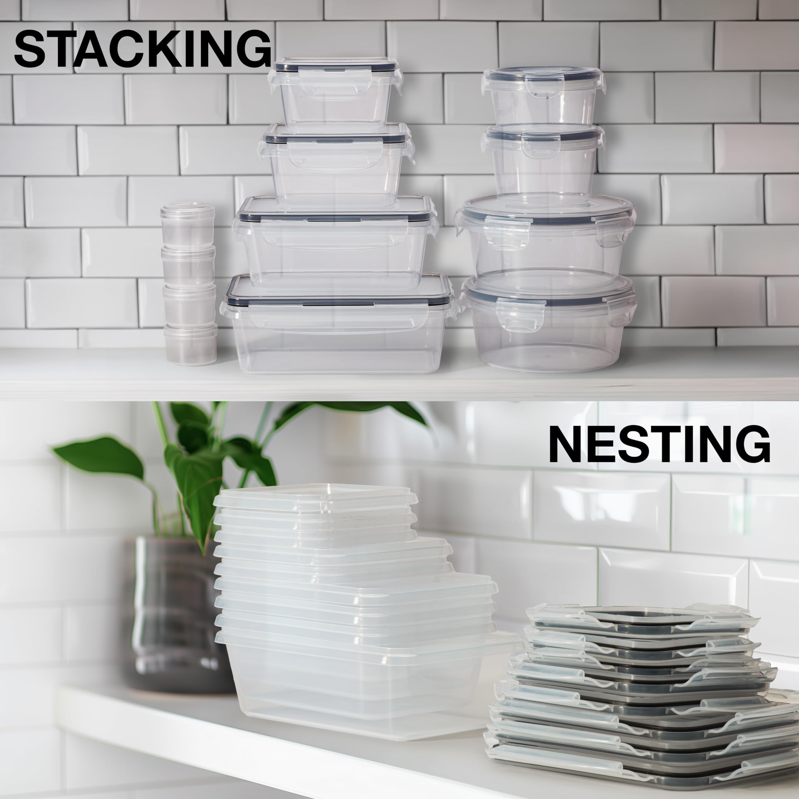 MatProv 50 PCS Food Storage Containers with Lids (25 Containers & 25 Lids), Reusable, Airtight, BPA-Free, Stackable, for Kitchen & Pantry organization, Meal Prep, lunch prep, Freezer & Microwave Safe