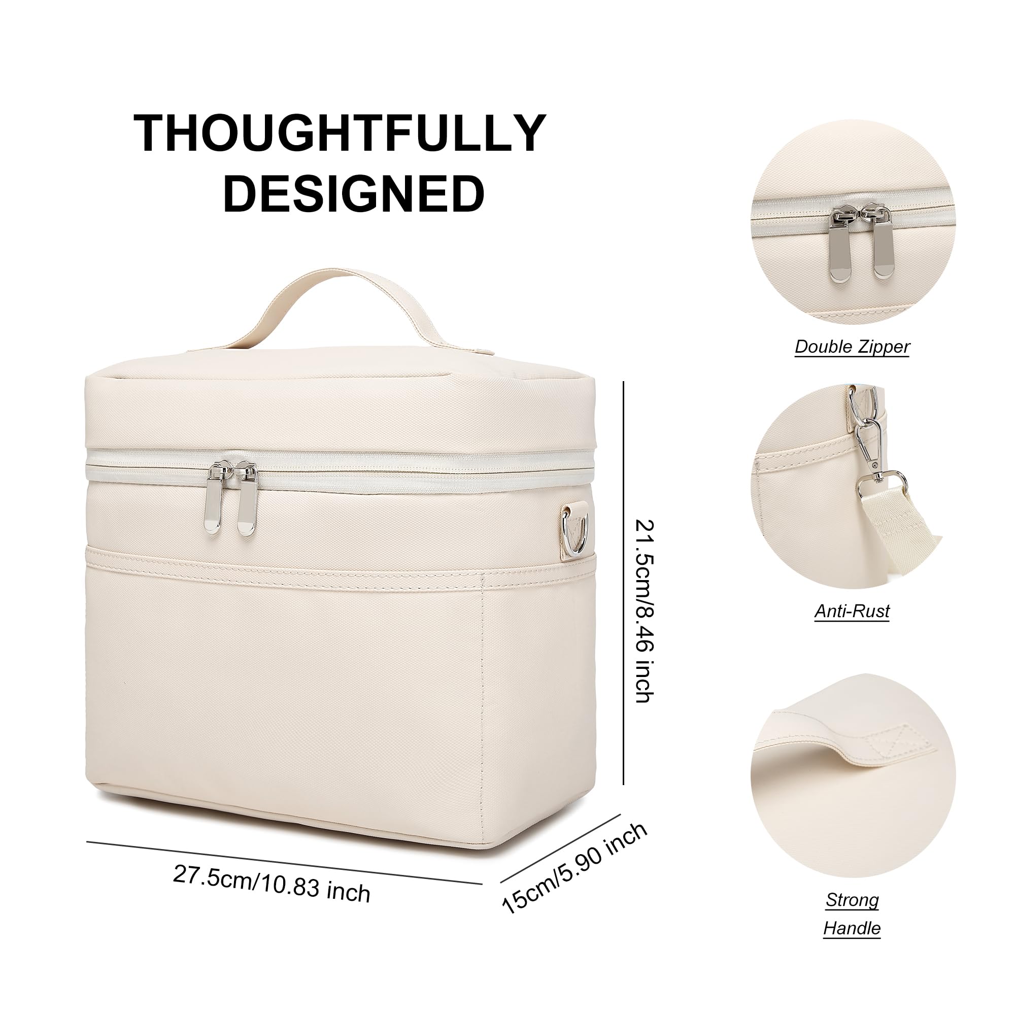 Insulated Lunch Bag for Women Adult Lunch Box Lightweight Waterproof Lunchbox Soft Cooler Reusable Lunch Bags for Work(Cream, Medium)