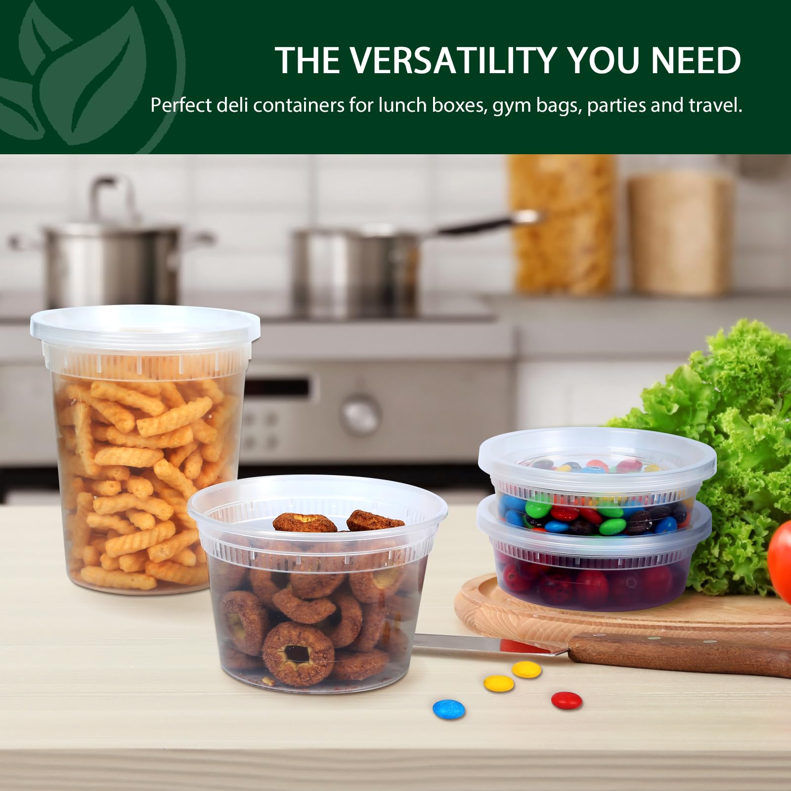 Clear Deli Containers with Lids - 32 oz (Pack of 120) | Leakproof Food Storage Solution for Home, Restaurant, Takeout, Soups, Sauces, and Slime