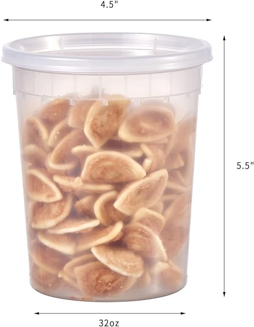 Generic 32oz Plastic Deli Container and lid combo (24 Sets) - Leakproof, Stackable, Recyclable, BPA Free, Microwavable, Freezer Safe, clear