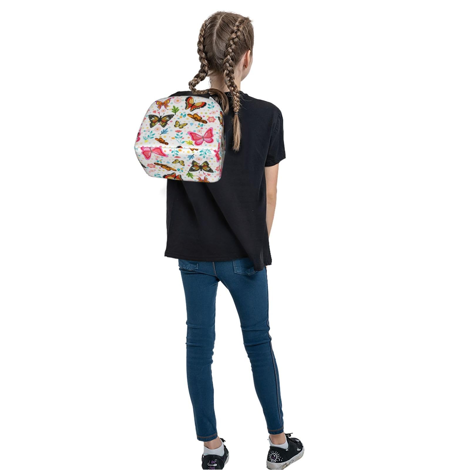 BLUBLU Insulated Lunch Bag for Women, Cooler Tote Reusable Lunch Box Container For Work Office Travel Picnic Butterfly
