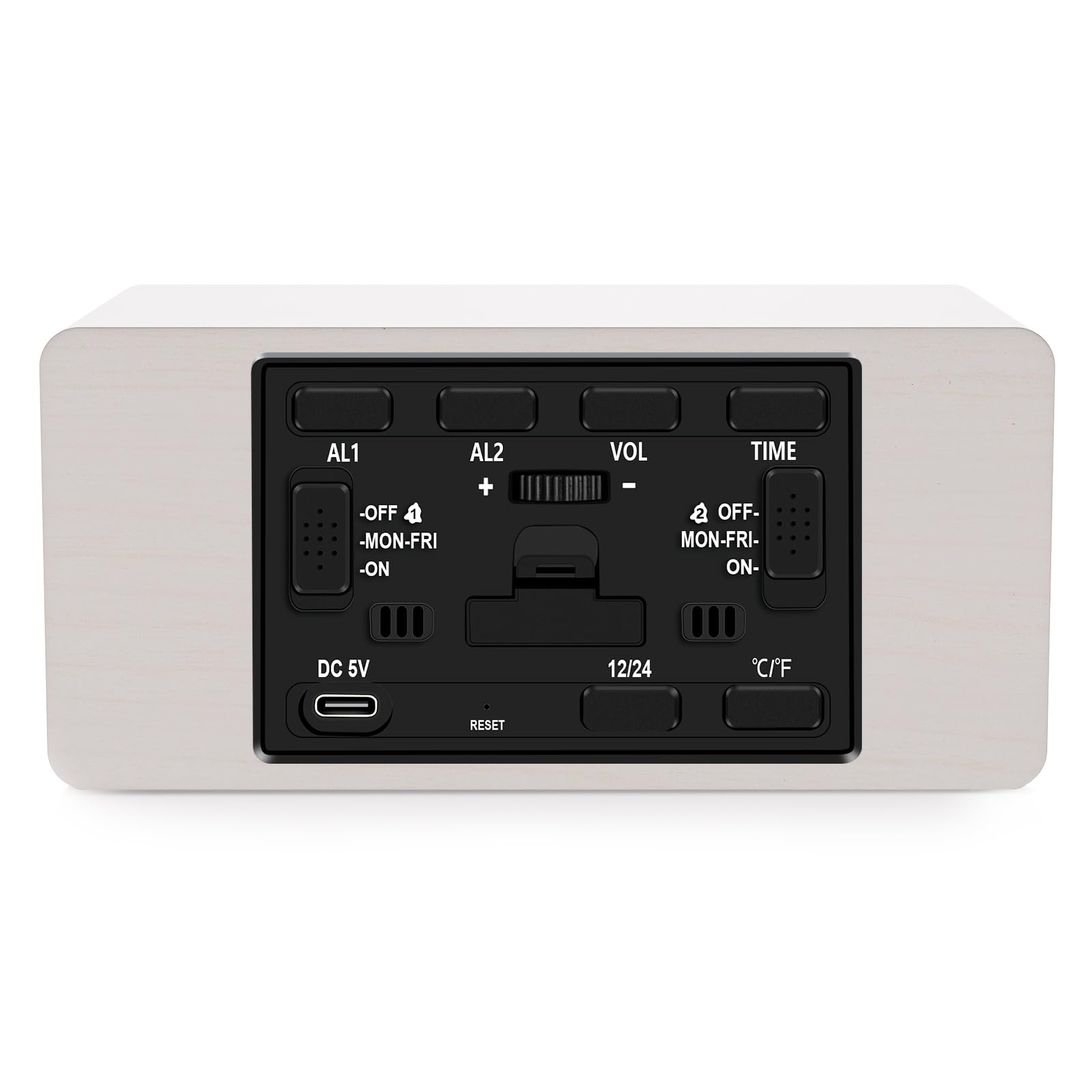 MOSITO Digital Wooden Alarm Clock with Wireless Charging, 0-100% Dimmer, Dual Alarm, Weekday/Weekend Mode, Snooze, Wood LED Clocks for Bedroom, Bedside, Desk, Kids (White)