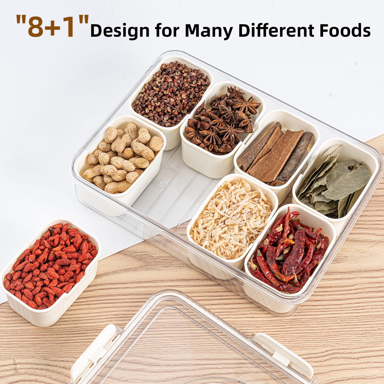 TYigao Divided Serving Tray with Lid and Handle - Portable Snackle Box Charcuterie Container, Clear Snack Platter Organizer for Fruits, Candy, Nuts, Snacks - Ideal for Party, Travel & Picnics