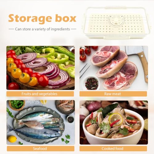 Bacon Container for Refrigerator with 1 Small Square Storage Box and 1 Food Serving Tongs, Bacon Holder for Refrigerator with Drain Plate, Deli Meat Keeper with Airtight Lid
