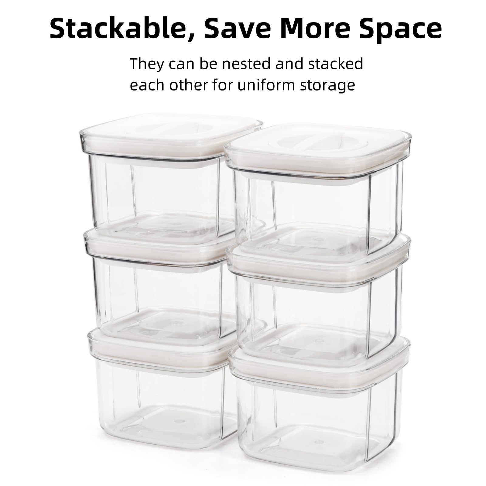 WRINGKIT 6 Pack Airtight Food Storage Containers, Plastic Snack Food Containers with Lids, 20 Oz Air Tight Cereal Container Set, Small Pantry Containers for Spices, Candy, Coffee