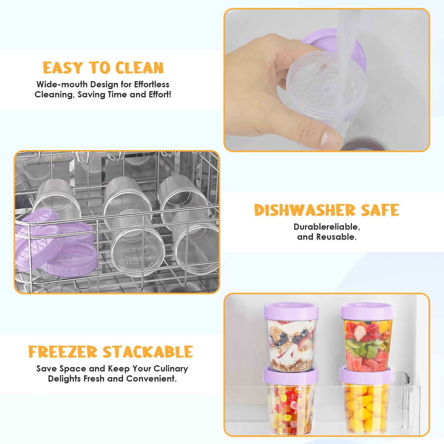 wewnen 12 Pack Salad Dressing Container 4 oz Plastic Leak Proof Condiment Container With Screw Cap Reusable Stackable Food Storage Freezer Containers