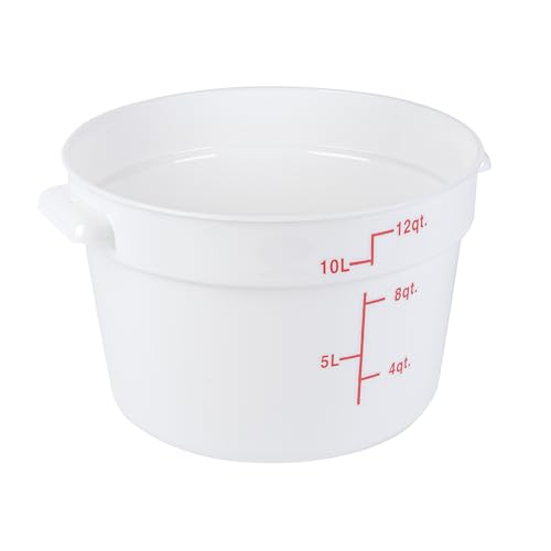 Restaurantware-Met Lux 12 Quart Food Storage Container, 1 White Storage Container - Lids Sold Separately, Red Volume Markers, Dishwashable Container, Side Handles, For Storing Foods