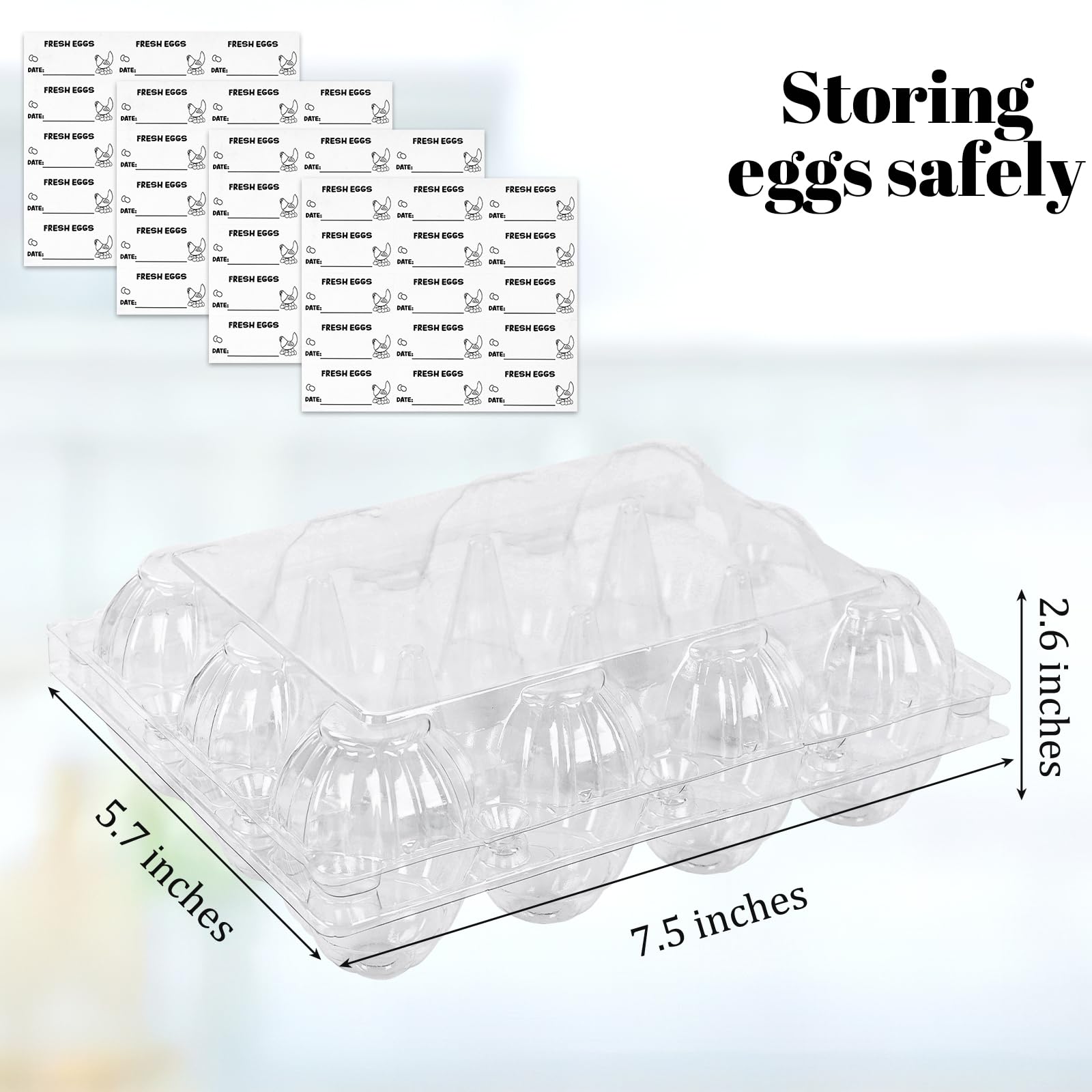 LOVEINUSA 48PCS Clear Egg Cartons, Plastic Egg Holders Egg Cartons Cheap Bulk for Home Ranch Chicken Farm Market Display 12-cavity