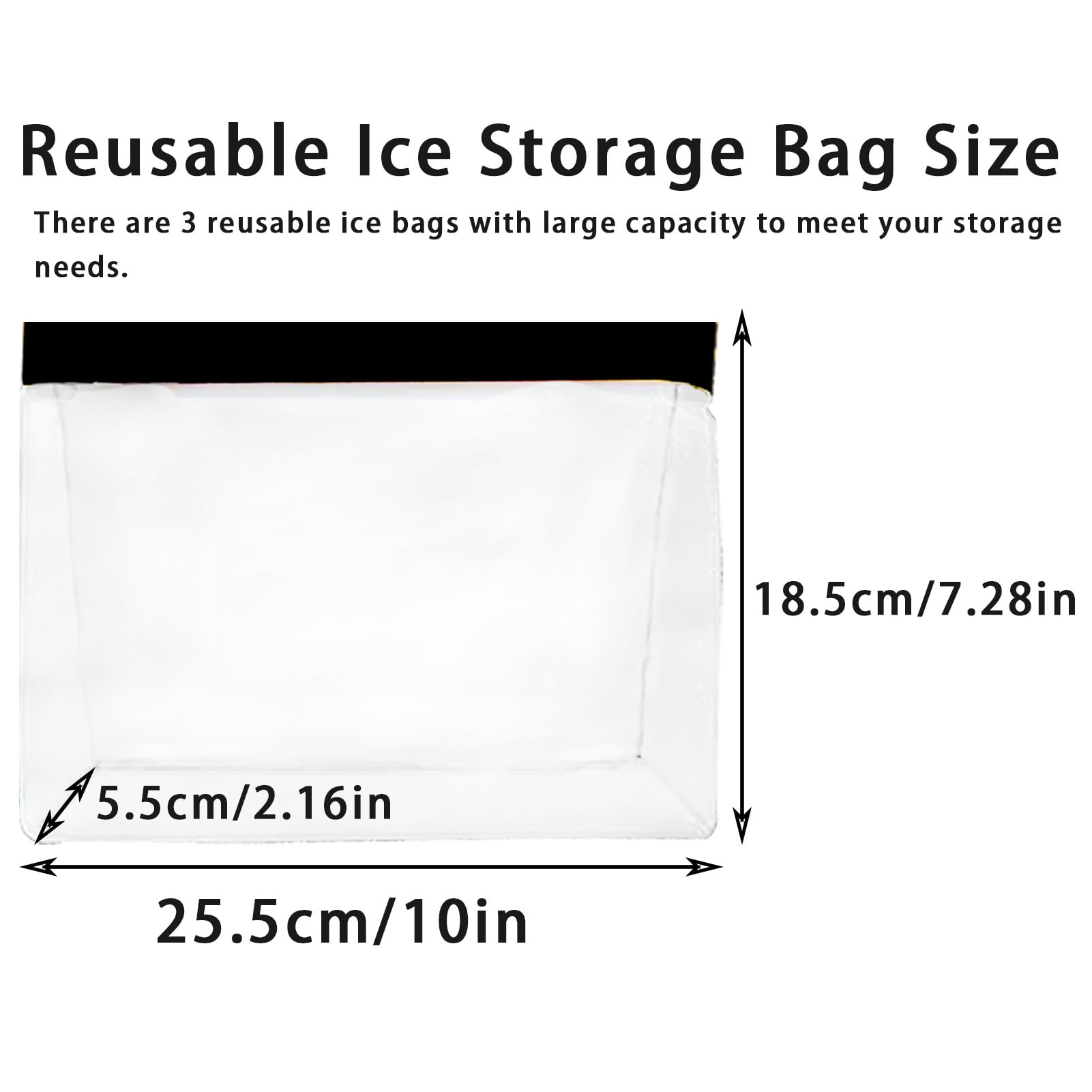 Ulifebetter 3 Pcs Reusable Ice Storage Bags with Secure Zip, 10"*7"*2.5"Freezer Bags Clear Ice Cube Storage Bags Freezer Storage Bags Ice Holder for Ice and Food Storage