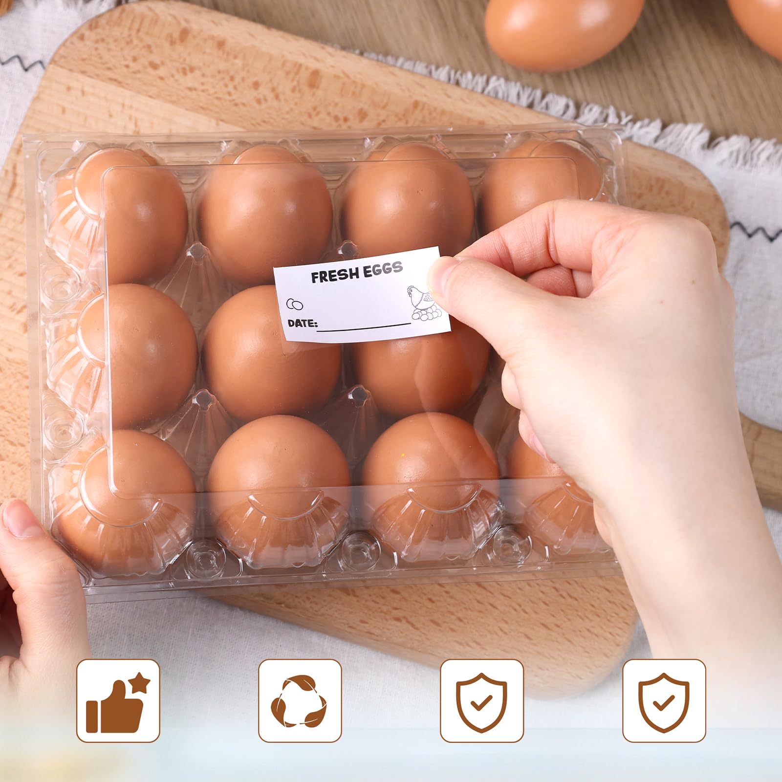 LOVEINUSA 48PCS Clear Egg Cartons, Plastic Egg Holders Egg Cartons Cheap Bulk for Home Ranch Chicken Farm Market Display 12-cavity