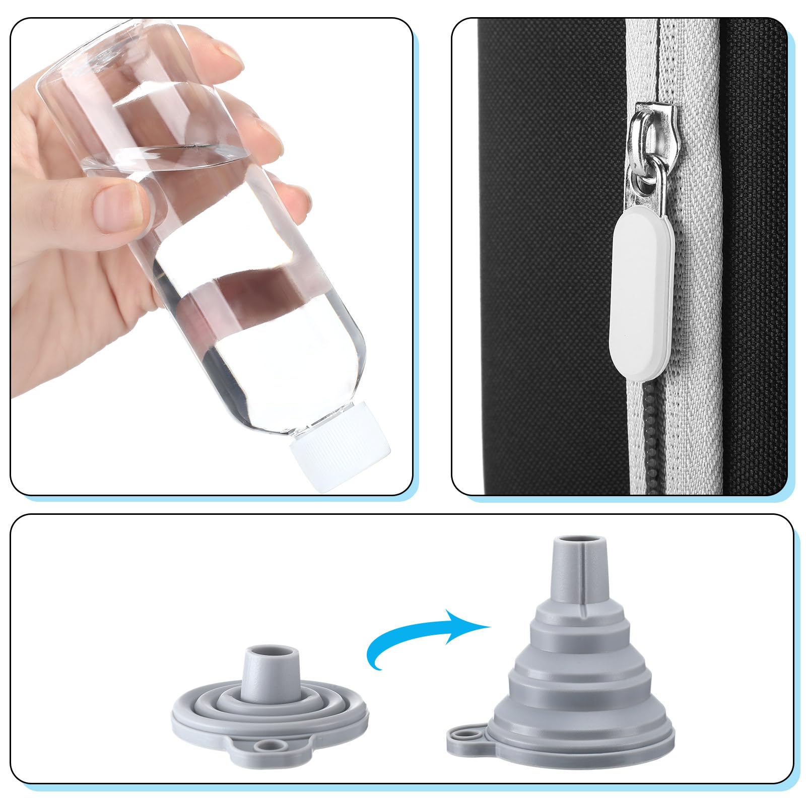 Newtay Travel Powder Container Set Include Powder Container, Protein Powder Funnel, Spoon and Stickers, Portable Protein Powder Supplement Container Protein Powder Dispenser with Case for Workout