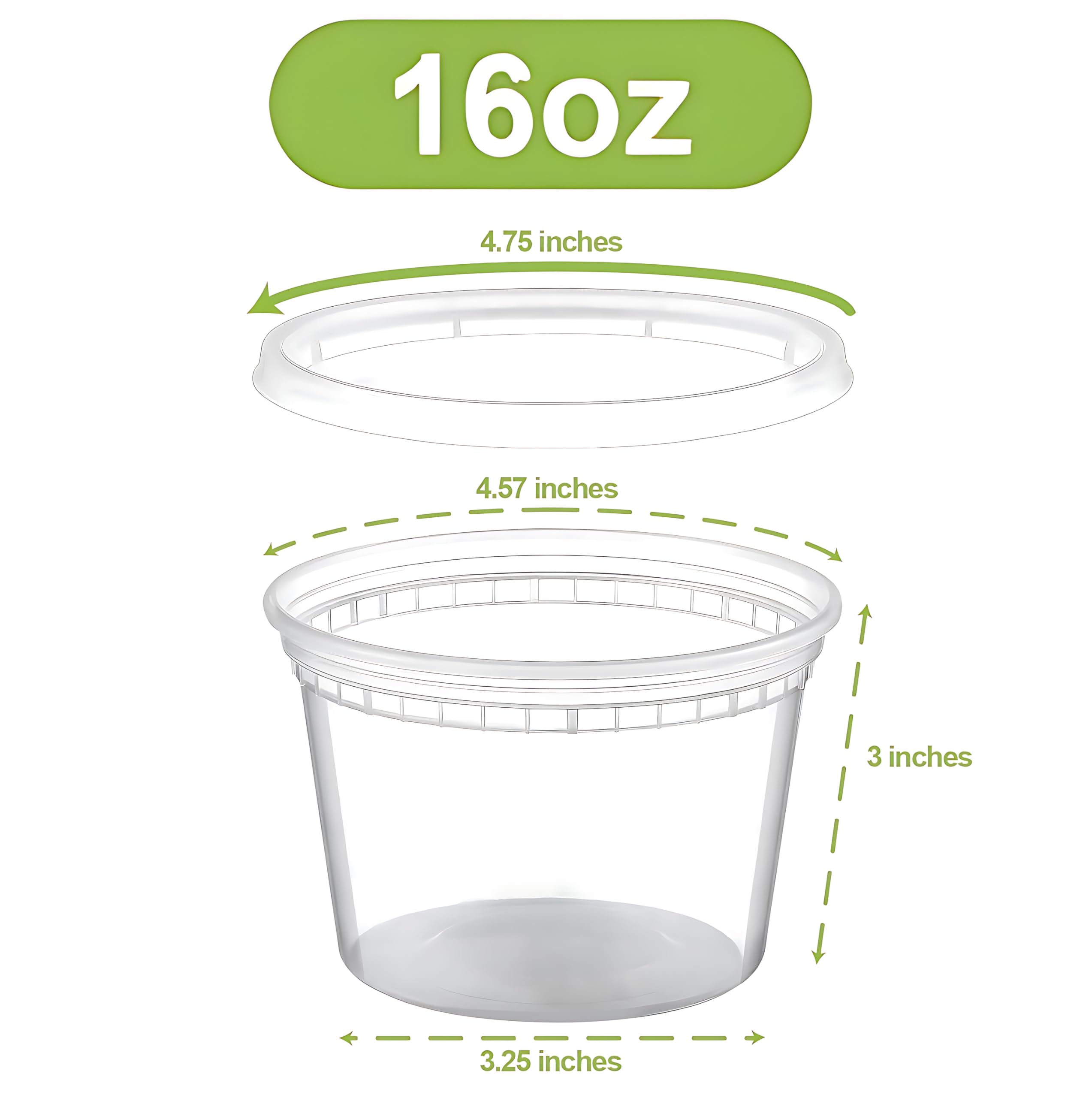 Pokanic Food Storage Containers [30 Set] 16 oz Plastic Deli Containers with Lids Slime Soup Meal Prep Reusable | BPA Free | Stackable | Leakproof | Microwave/Dishwasher/Freezer Safe (30 Set, 16 oz)