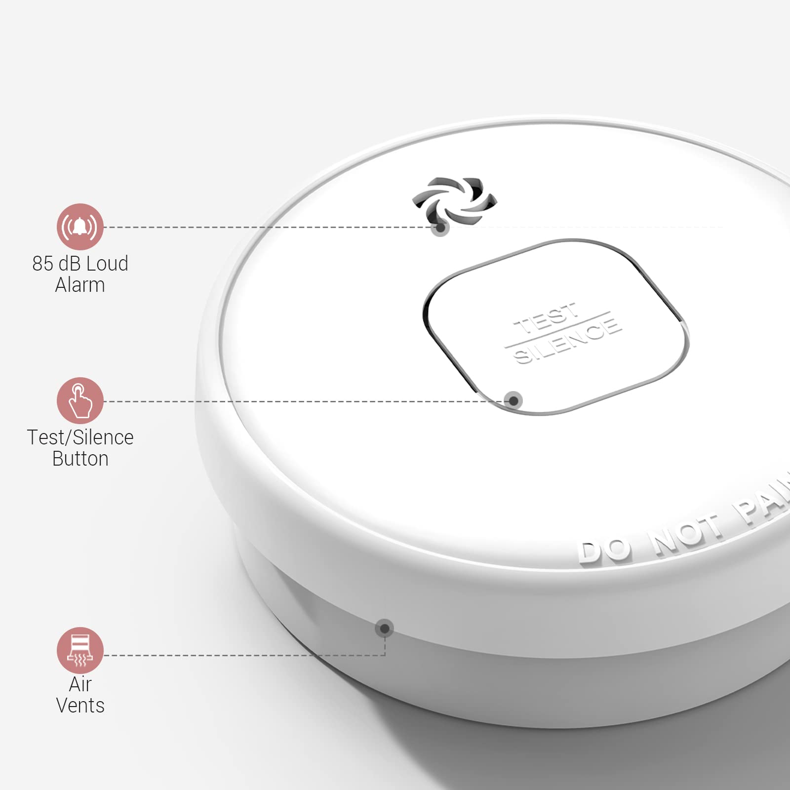 10 Packs Smoke Detector, 10-Year Smoke Alarm with Photoelectric Sensor and Built-in 3V Lithum Battery, Fire Alarm with Test Button and Low Battery Warning, Fire Safety for Home