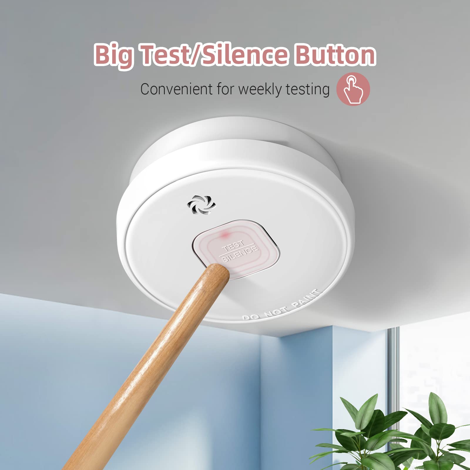 10 Packs Smoke Detector, 10-Year Smoke Alarm with Photoelectric Sensor and Built-in 3V Lithum Battery, Fire Alarm with Test Button and Low Battery Warning, Fire Safety for Home