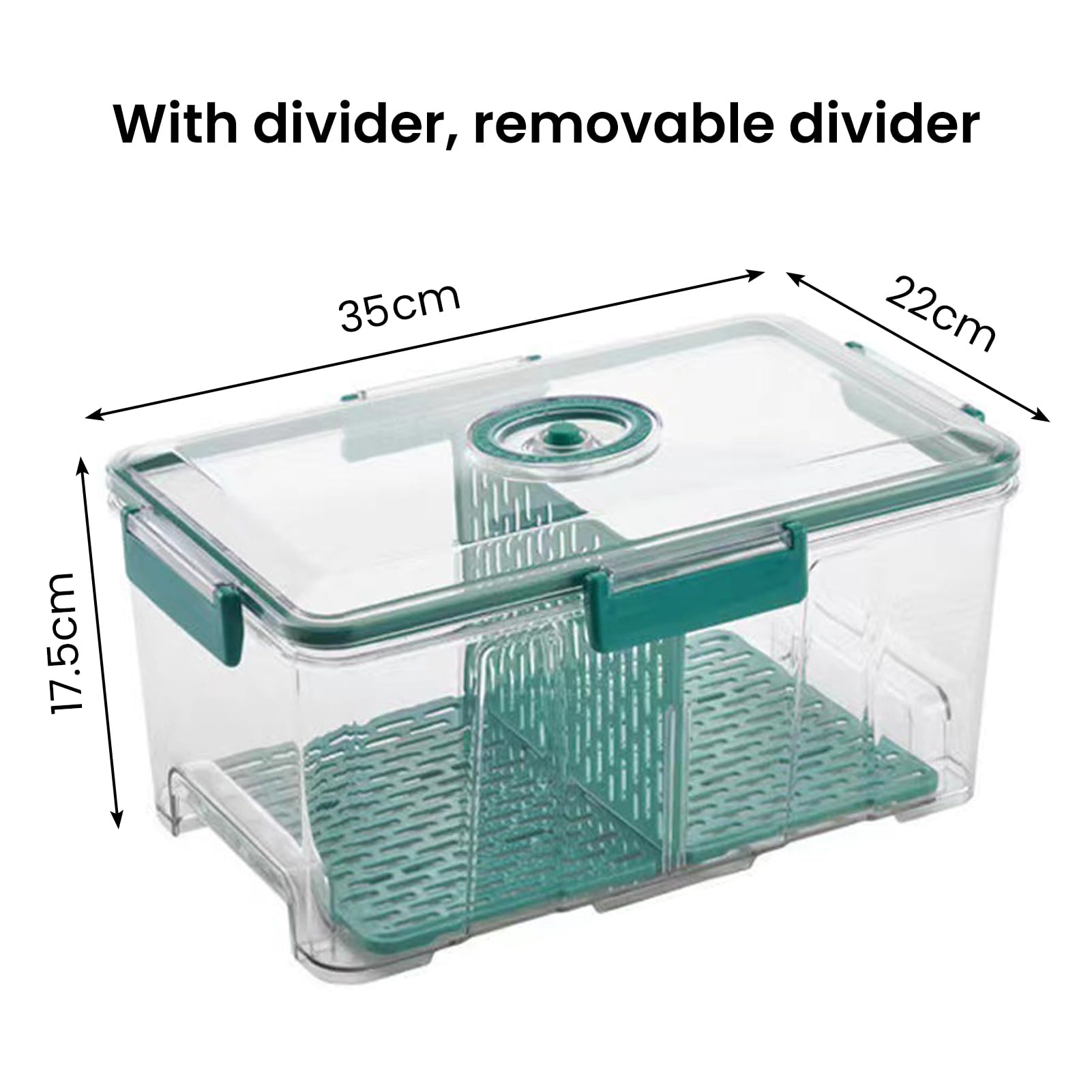 Iryreafer Refrigerator Vacuum Sealer Food-grade Material Container 1.5/2.5/7.5l Transparent Crisper with Detachable Drainage Plate Airtight Food Storage Box for Green A