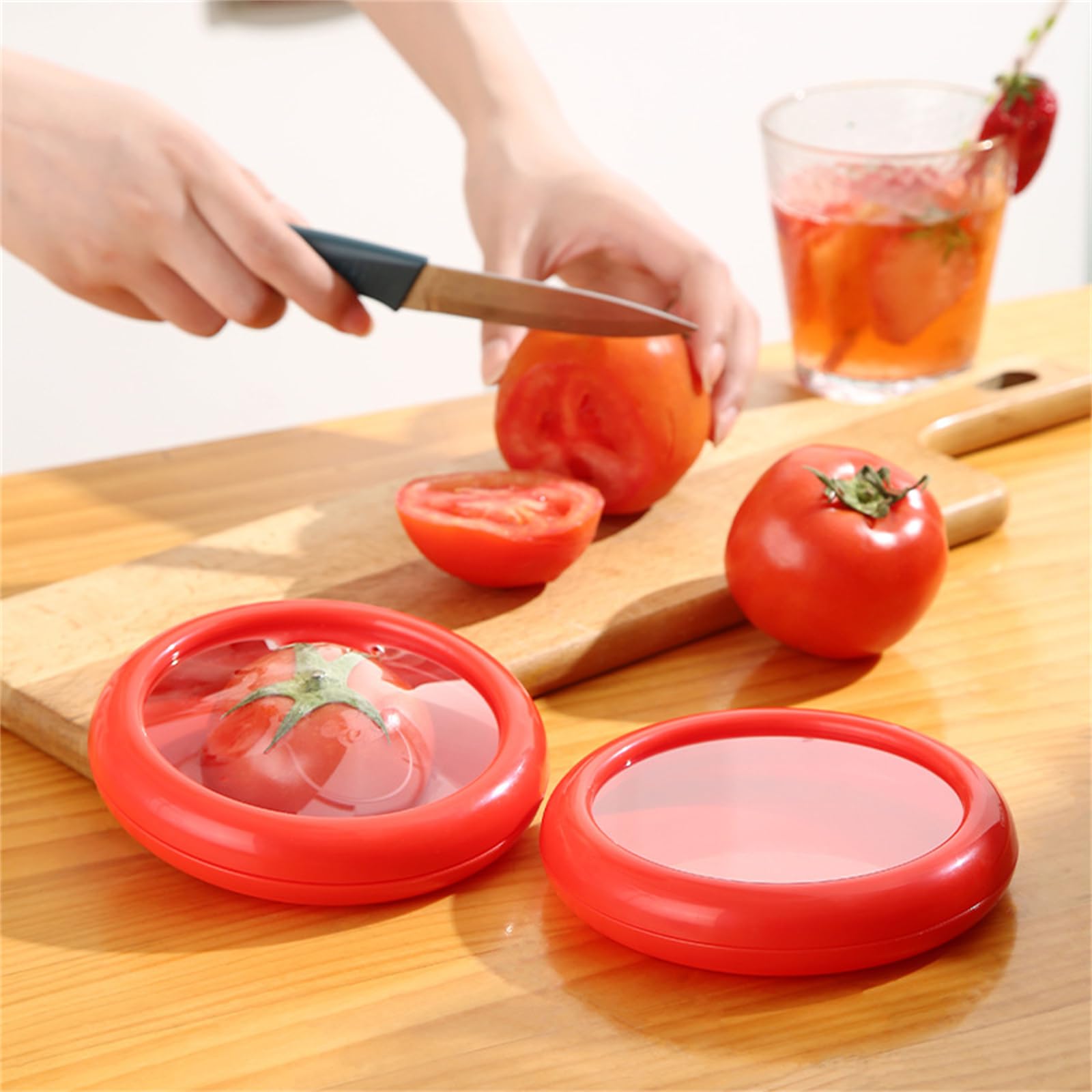 sappiedear Avocado Saver and Tomato Holder - Set of 4 - Reusable Storage Containers for Fridge - Ideal for Apples, Garlic, Onions, Lemons, and Potatoes (4)